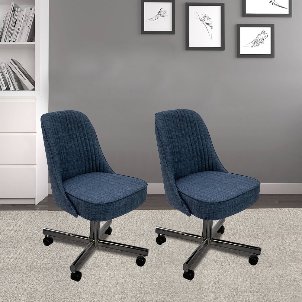 Chromcraft Fabric Upholstered Caster Chair in Vann Midnight Blue (set ...