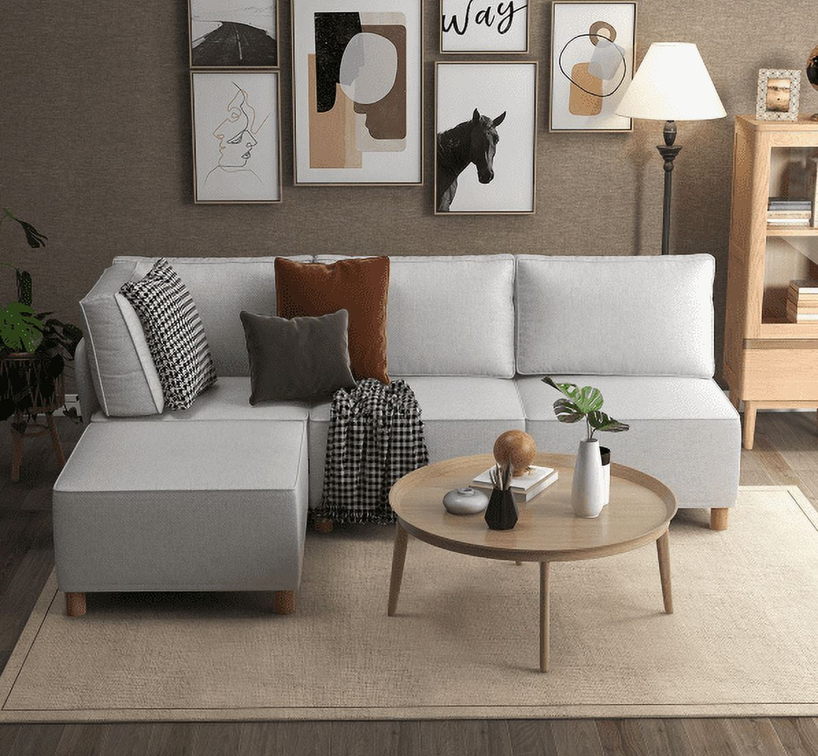 Chromcraft McKenzie Modular Sectional Sofa with Ottoman, Textured Gray ...