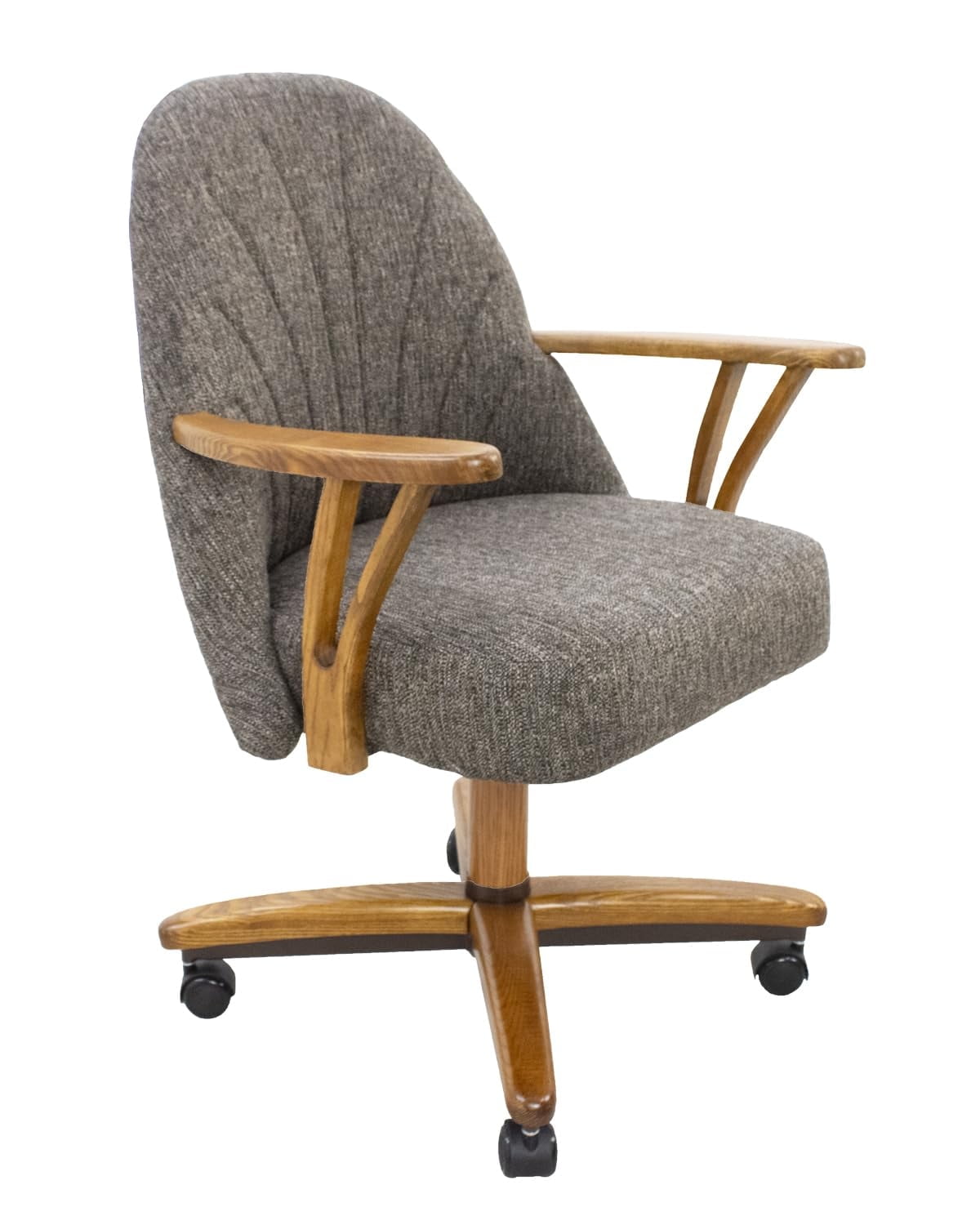 Chromcraft Set of 6 Dining Chairs w/Caster Swivel Tilt, Luxe Casual ...