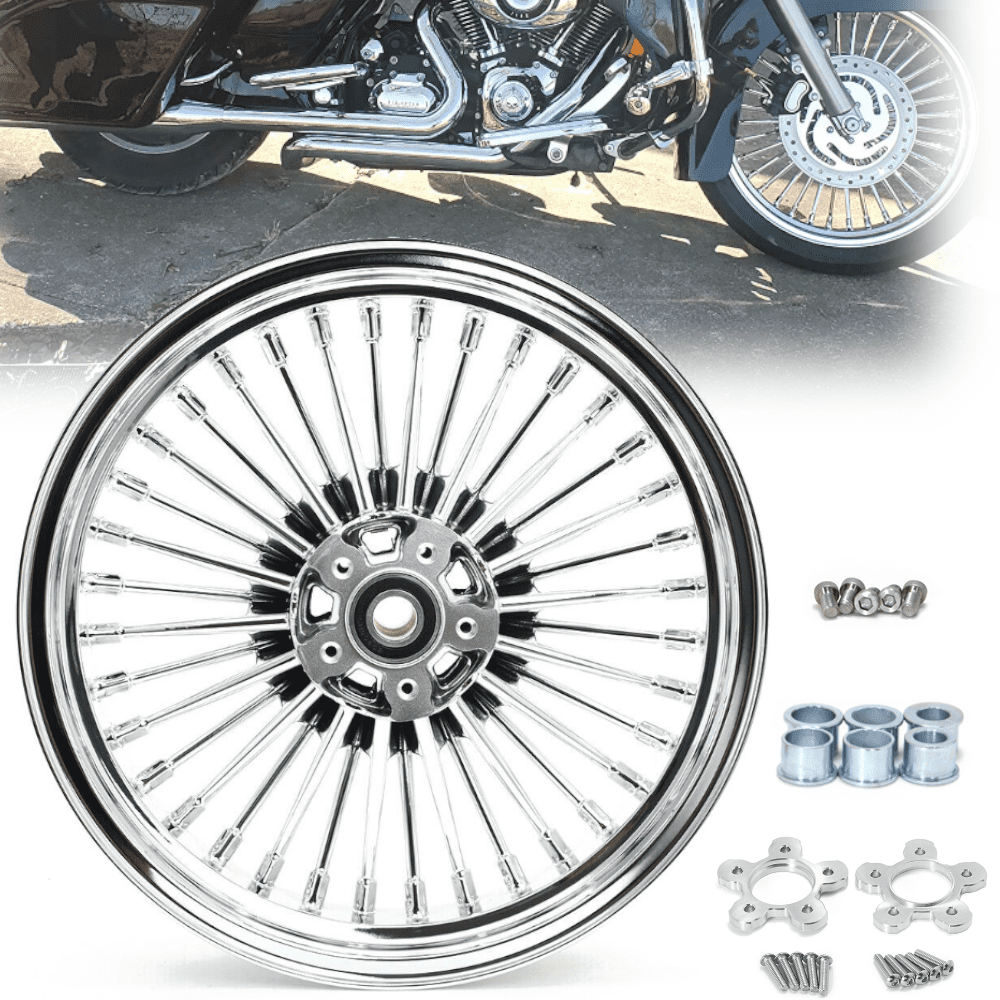 Chrome 16" 16x3.5 Fat Spoke Front Wheel Rim for Harley Touring Road ...