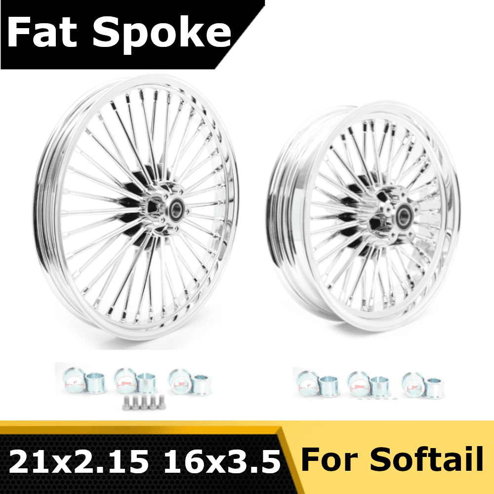 Harley Davidson Chrome 21X2.15 16X3.5 Fat Spoke Wheels Rims Set for ...