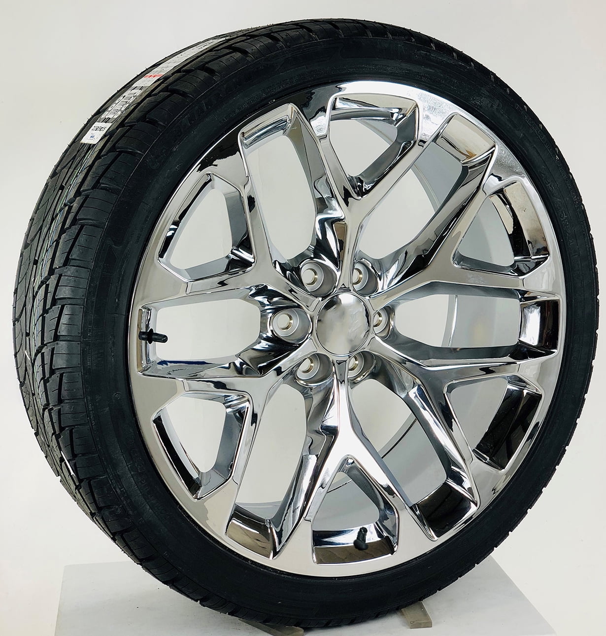 Chrome 24" Snowflake Wheels with 295/35R24 Tires for Chevy and GMC ...