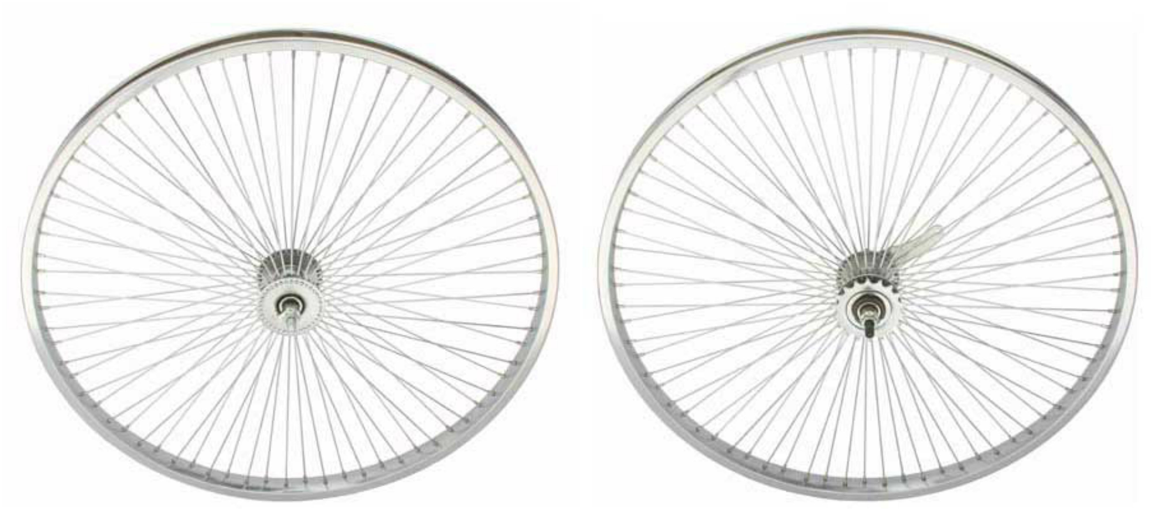 Lowrider Chrome 26" 144 Spoke Wheel Set. Front and Back Coaster Wheel ...