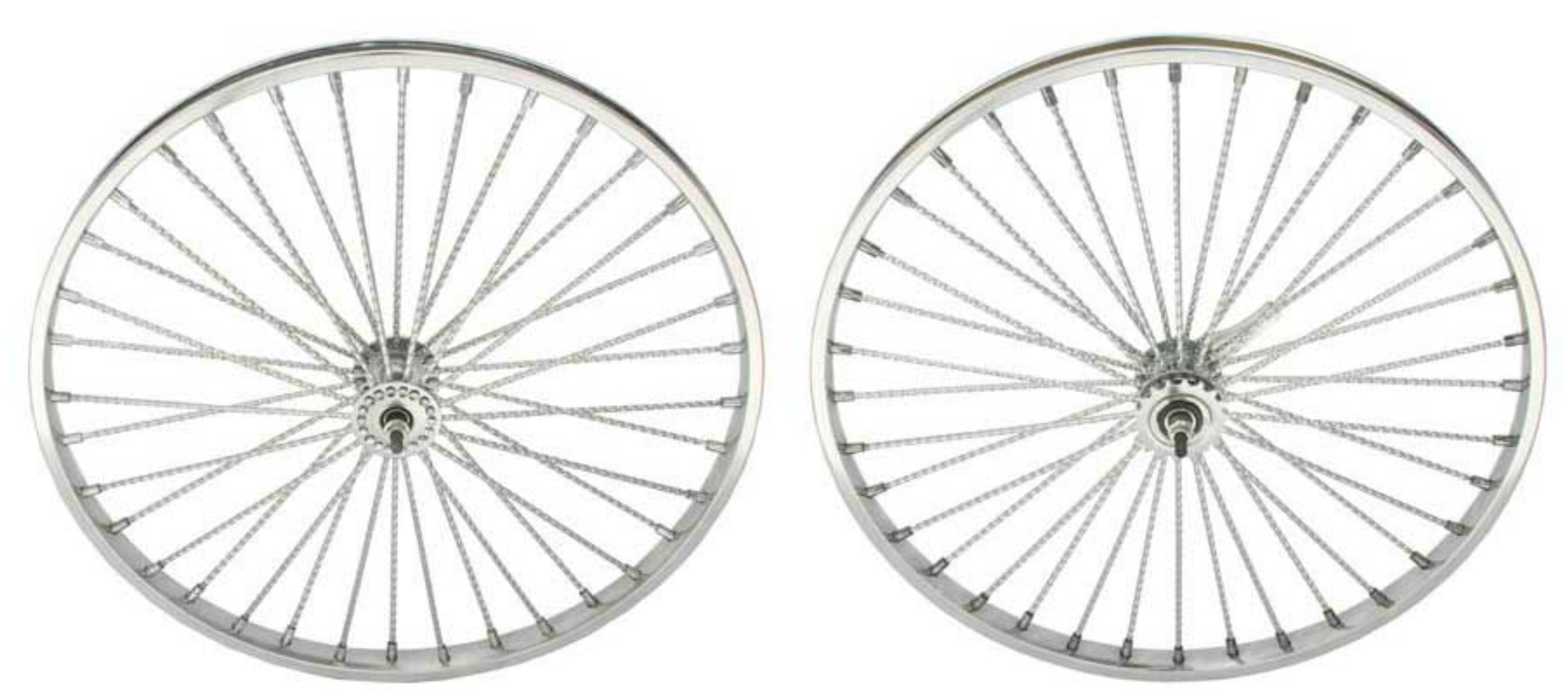 Chrome 26" TWISTED Spoke Wheel Set. Front and Back Coaster Wheel ...