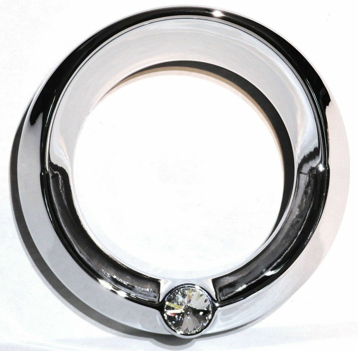 Chrome 3 3/4" Tach Speed Visor Bezel W/Clear Jewel Peterbilt ...