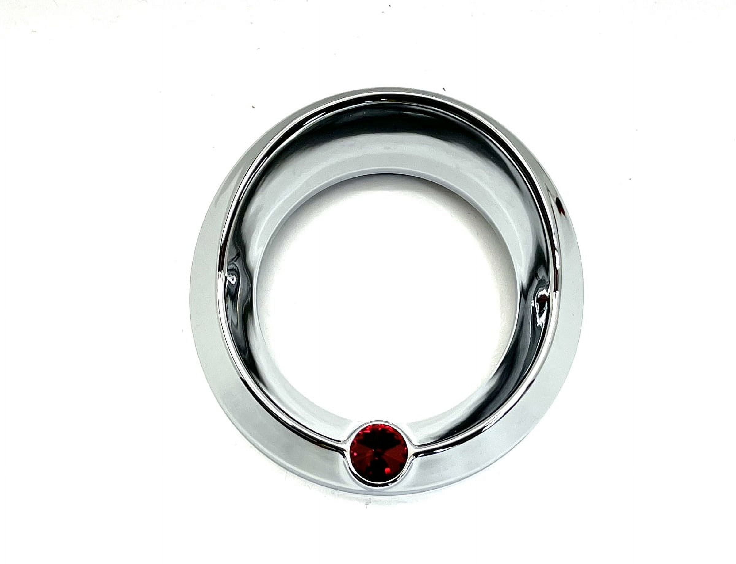 Chrome 3 3/4" Tach Speed Visor Bezel W/Red Jewel Peterbilt Frieghtliner ...