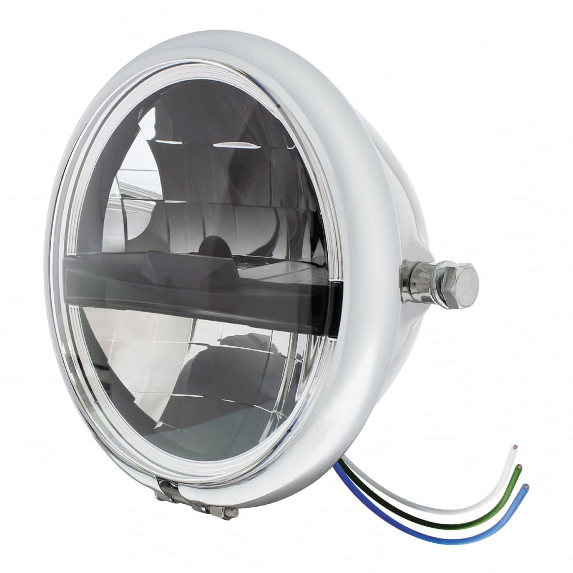 Chrome 5 3/4” Motorcycle Headlight - Side Mount - 8 High Power LED ...