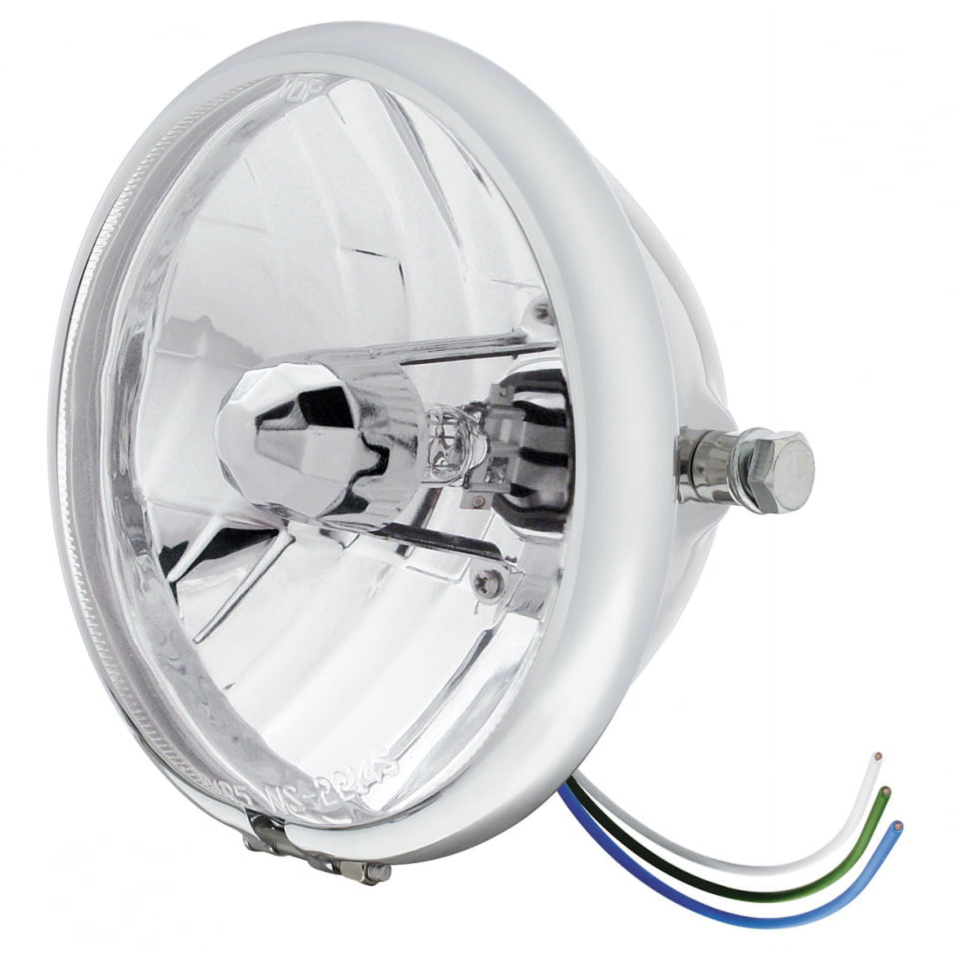 Chrome 5 3/4” Motorcycle Headlight - Side Mount - Crystal Headlight ...