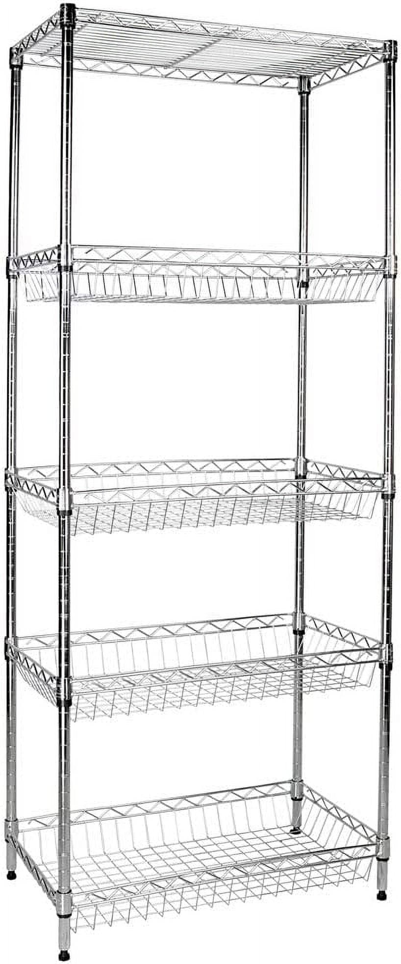 Chrome 5-Shelf Wire Shelving with Baskets 24"x14"x60" (Chrome ...