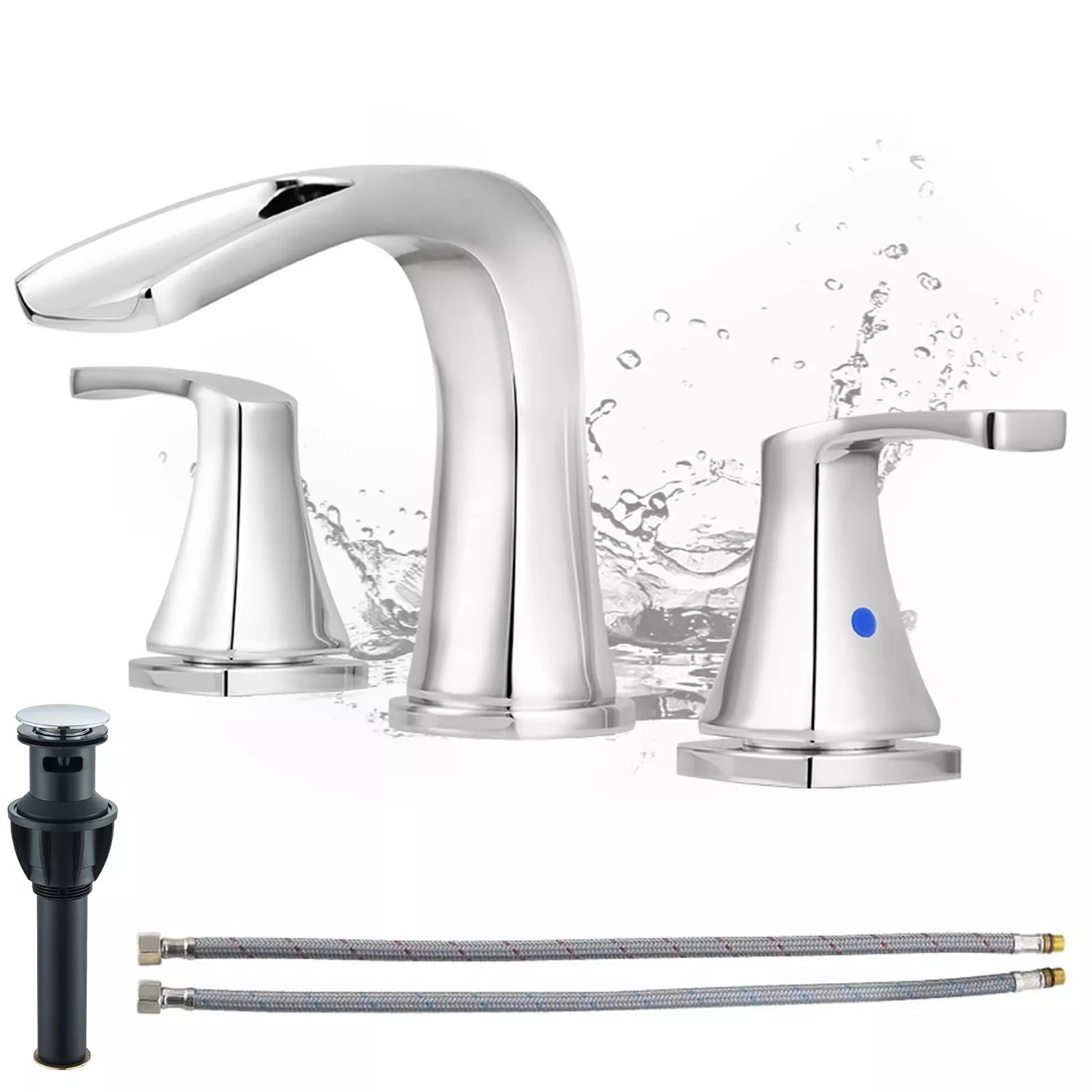 Chrome 8" Widespread Waterfall Bathroom Sink Faucet Vanity Mixer Tap ...
