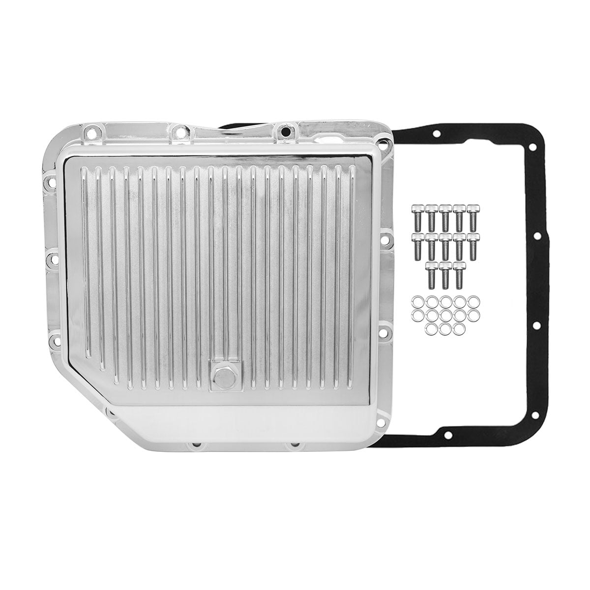 Chrome Aluminum Finned Transmission Pan Kit For Chevy GM Turbo 350 TH ...