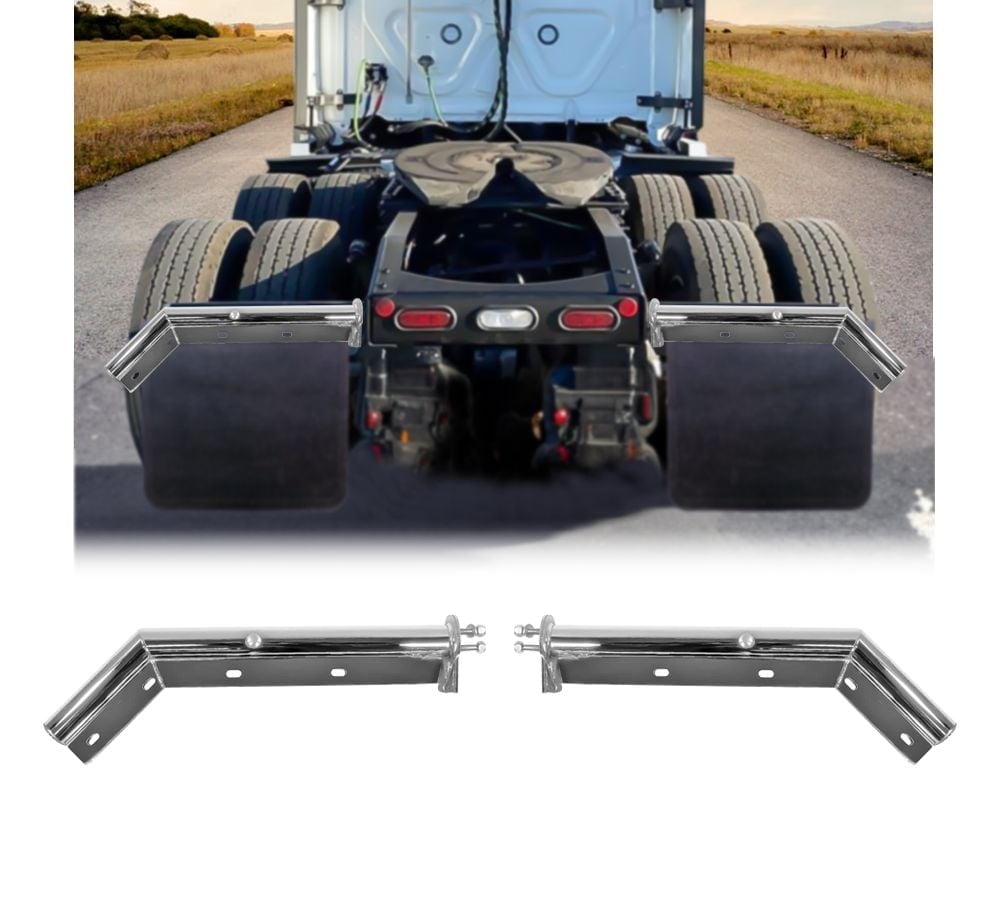 Chrome Angled Spring Loaded Mud Flap Hanger Bracket Set 28" Length - 1 ...