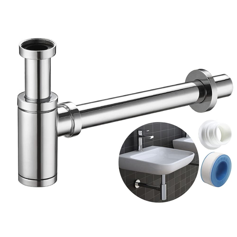 Chrome Bathroom Basin Sink Bottle Trap Waste Pipe 1-1/4 inch Slip Inlet ...