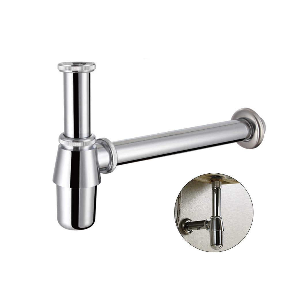 Chrome Bathroom Basin Sink Bottle Trap Waste Pipe 1-1/4 inch Slip Inlet ...