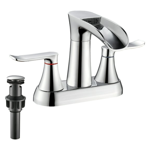 Basin Faucet Gold Waterfall Faucet Mixer Tap Brass Bathroom Faucet ...