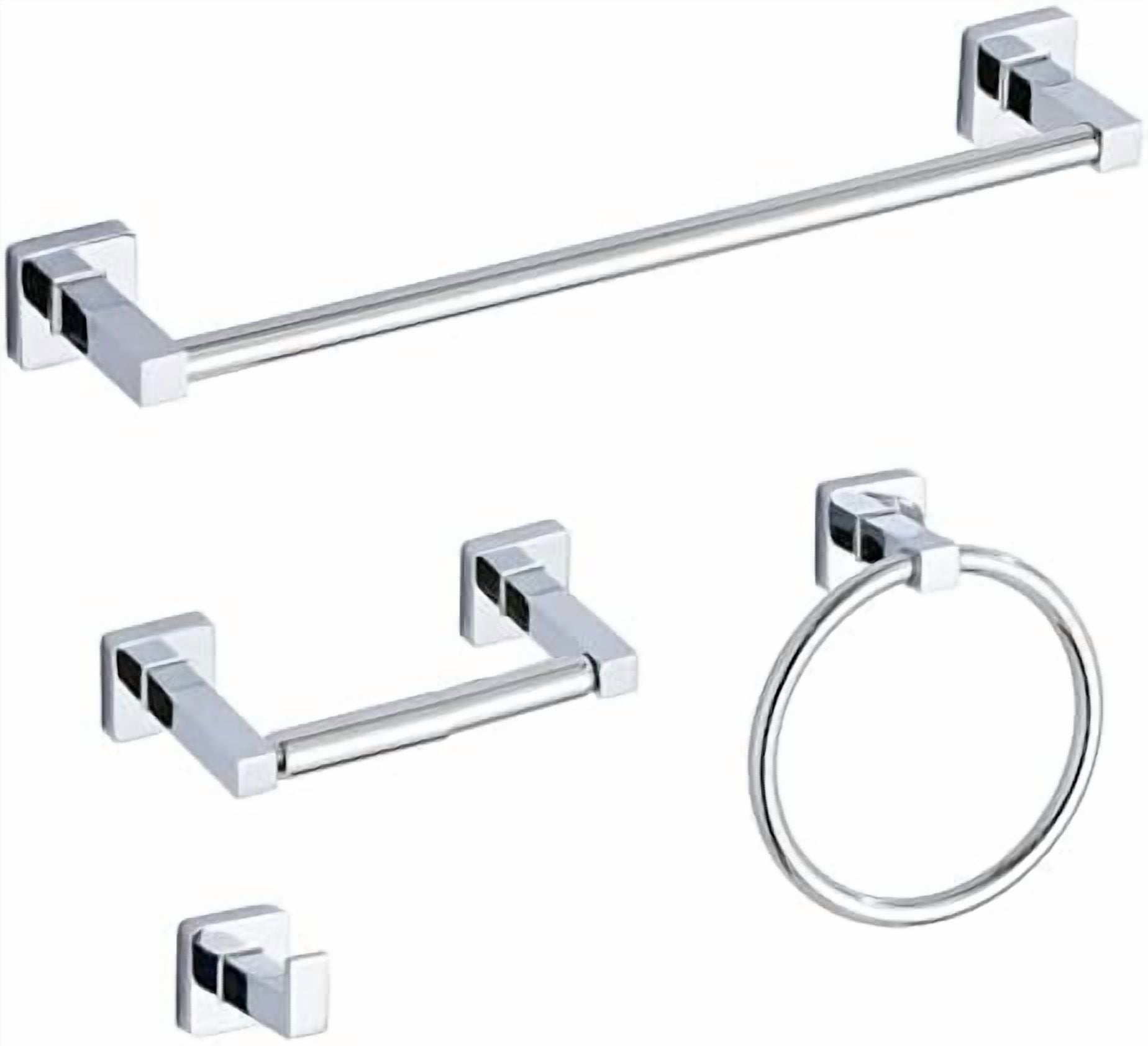 Chrome Bathroom Hardware Set 4 Pieces,Towel Bar Set Stainless Steel ...