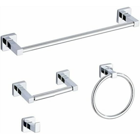 Chrome Bathroom Hardware Set 4 Pieces,Towel Bar Set Stainless Steel ...