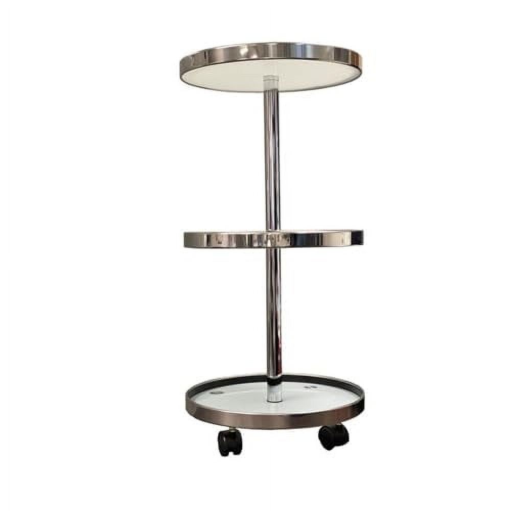 Chrome Bathroom Organization: Round Glass Towel Cart with Utility ...