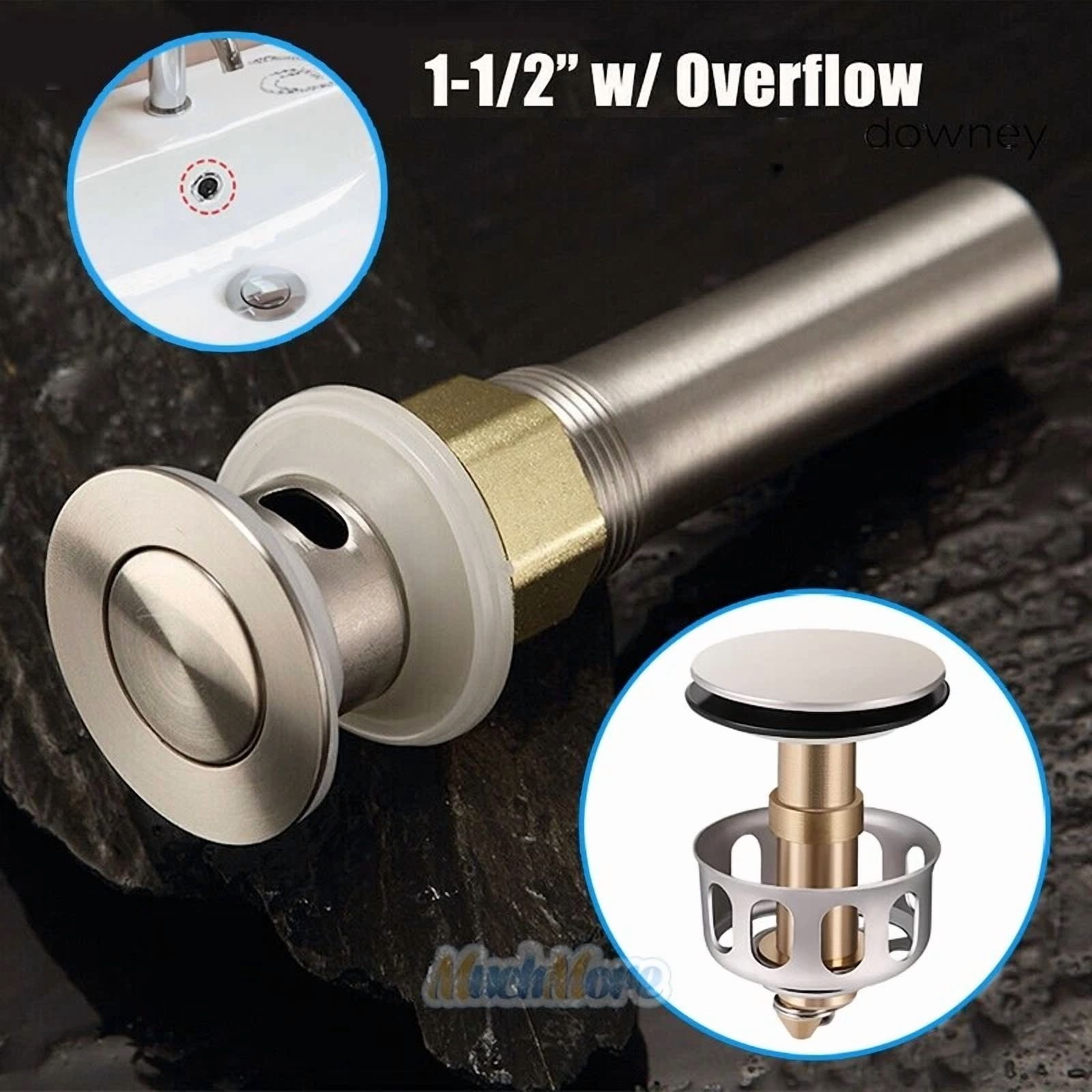 Chrome Bathroom Sink Pop Up Drain Stopper With Overflow Basin Vessel ...