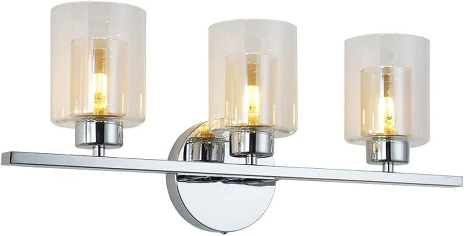 Chrome Bathroom Vanity Wall Sconce LED 3-Light Wall Lamps with Bulb 2 ...
