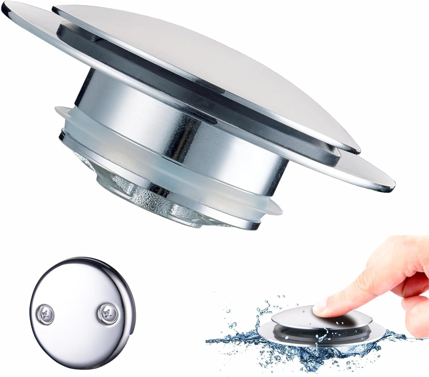 Chrome Bathtub Drain Stopper, Universal Pop Up Tub Drain Stoppers ...