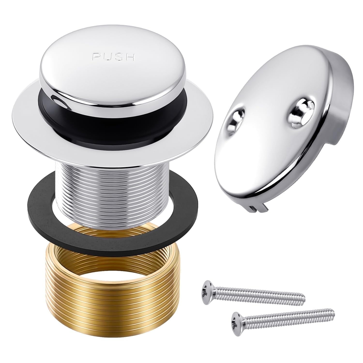 Chrome Bathtub Drain Tip-Toe Tub Trim Set with Two-Hole Overflow ...