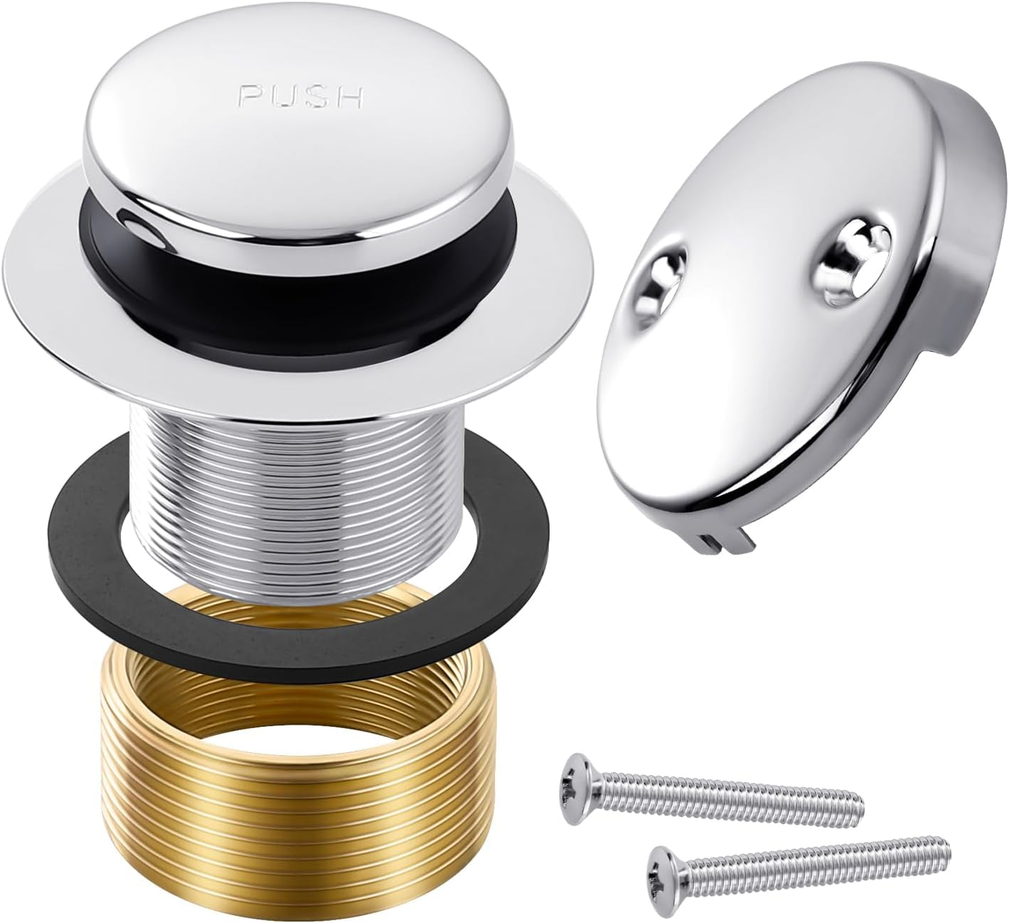 Chrome Bathtub Drain Tip-Toe Tub Trim Set with Two-Hole Overflow ...