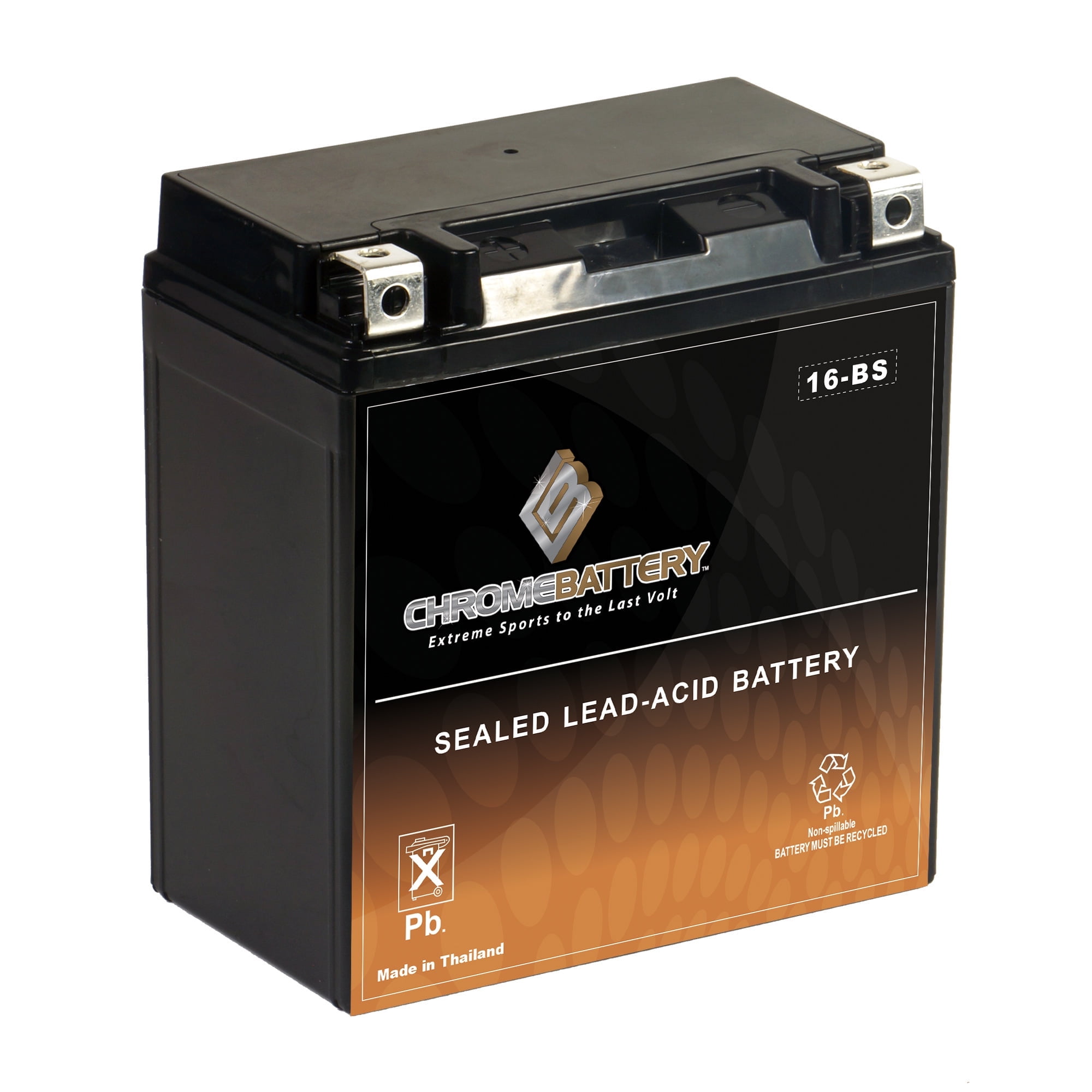 Chrome Battery Ytx16-bs (16-bs 12 Volts,14 Ah, 230 Cca) Motorcycle ...