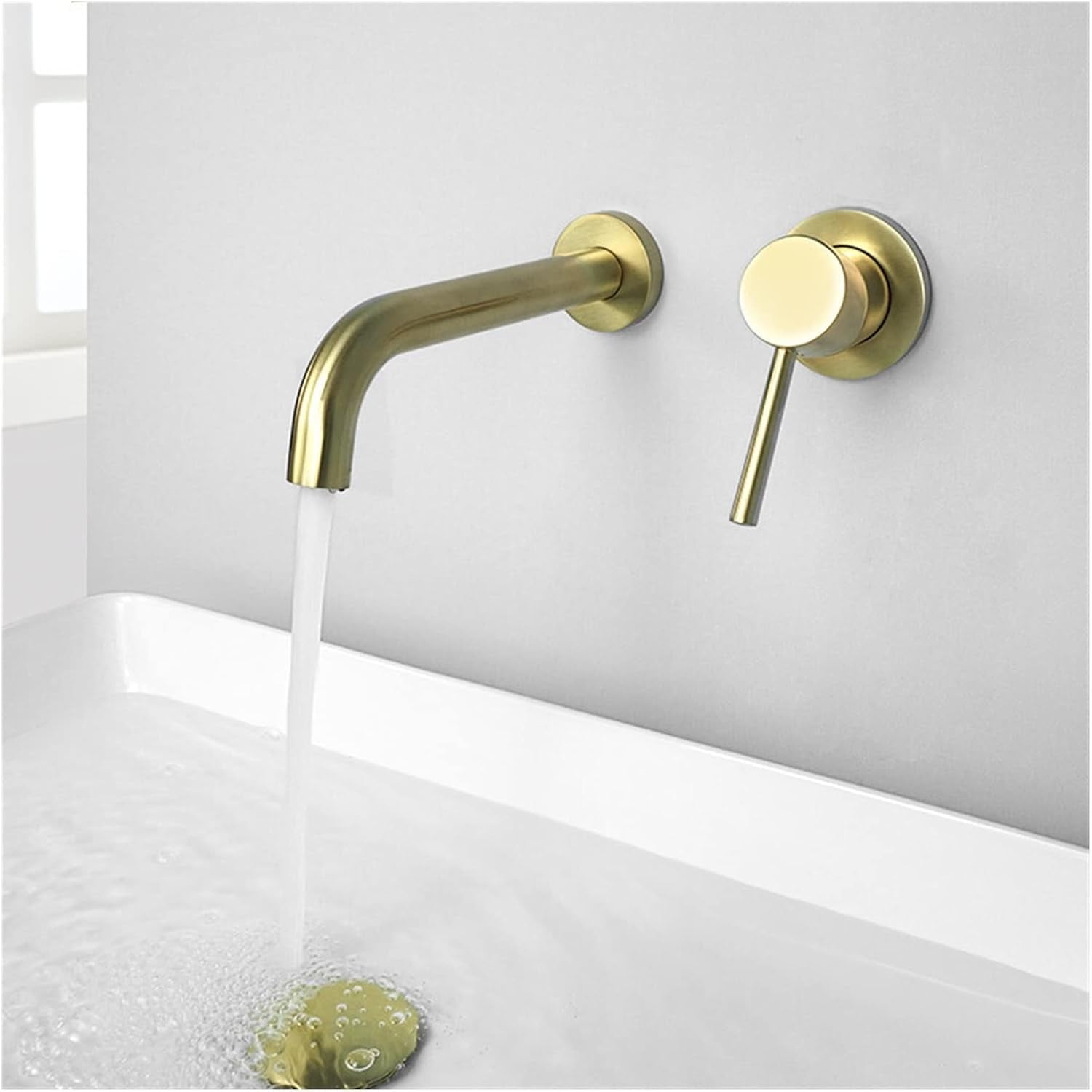 Chrome Black Brushed Gold Tap Conceal Wall Mounted Bathroom Basin Sink ...