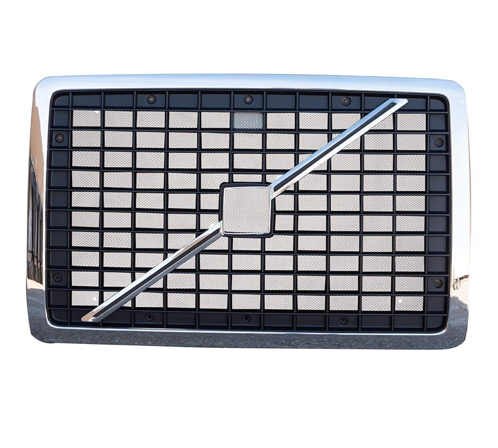 Chrome & Black Bumper Cover Grille Kit w/Bug Screen & Stripe Compatible ...