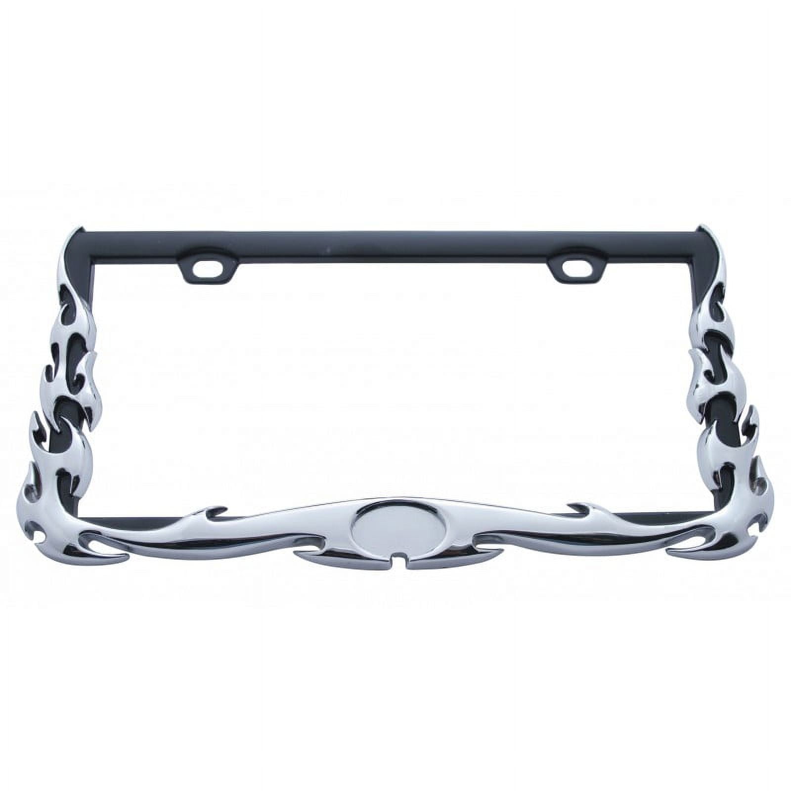 Chrome & Black Tribal Metal Flame License Plate Frame - Walmart.com