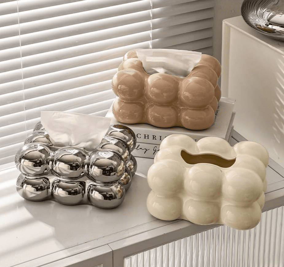 Chrome Bubble Tissue Box Cover, Bubble Tissue Box, Glossy Ceramic ...