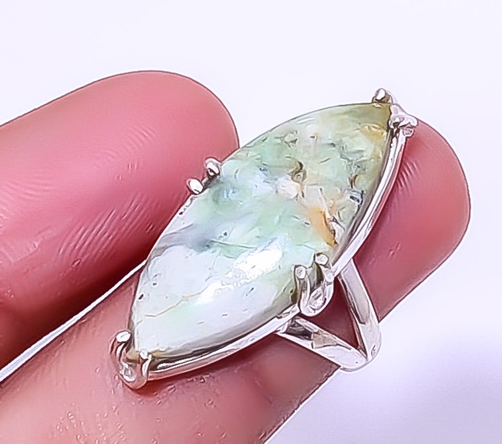 Chrome Chalcedony - Zimbabwe 925 Sterling Silver Ring Size 6|Handmade ...