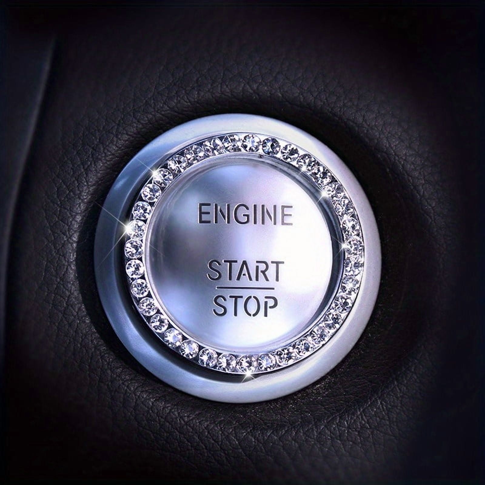 Chrome & Crystal Car Ignition Ring – Sparkling Start Button Cover ...