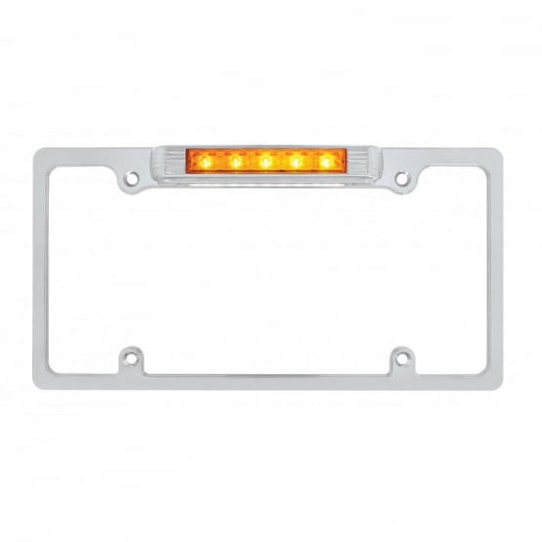 Chrome Deluxe LED License Plate Frame - Amber LED Auxiliary Light ...