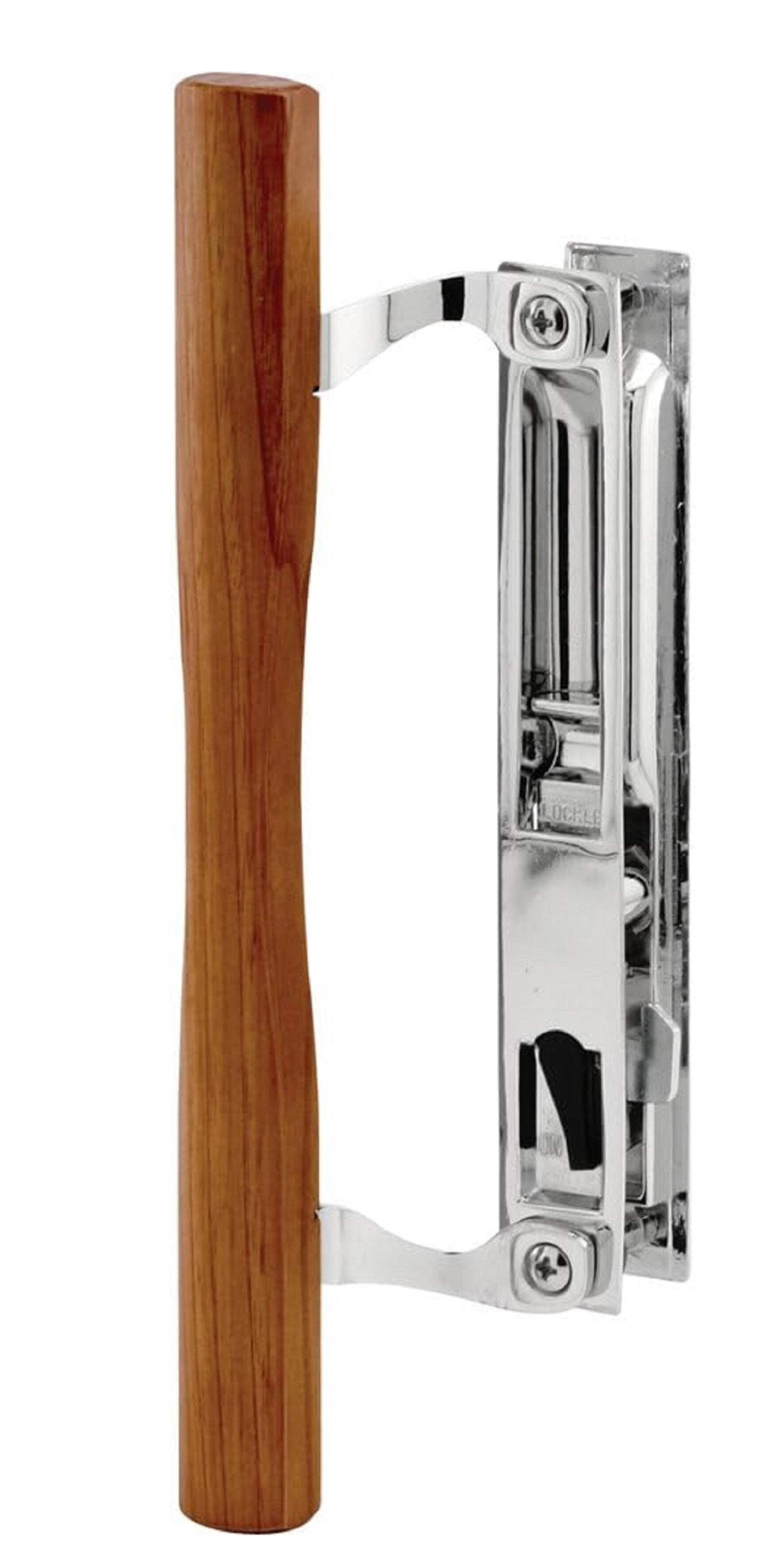 Chrome Diecast Sliding Door Handle Set with Wood Pull Handle | Flush ...