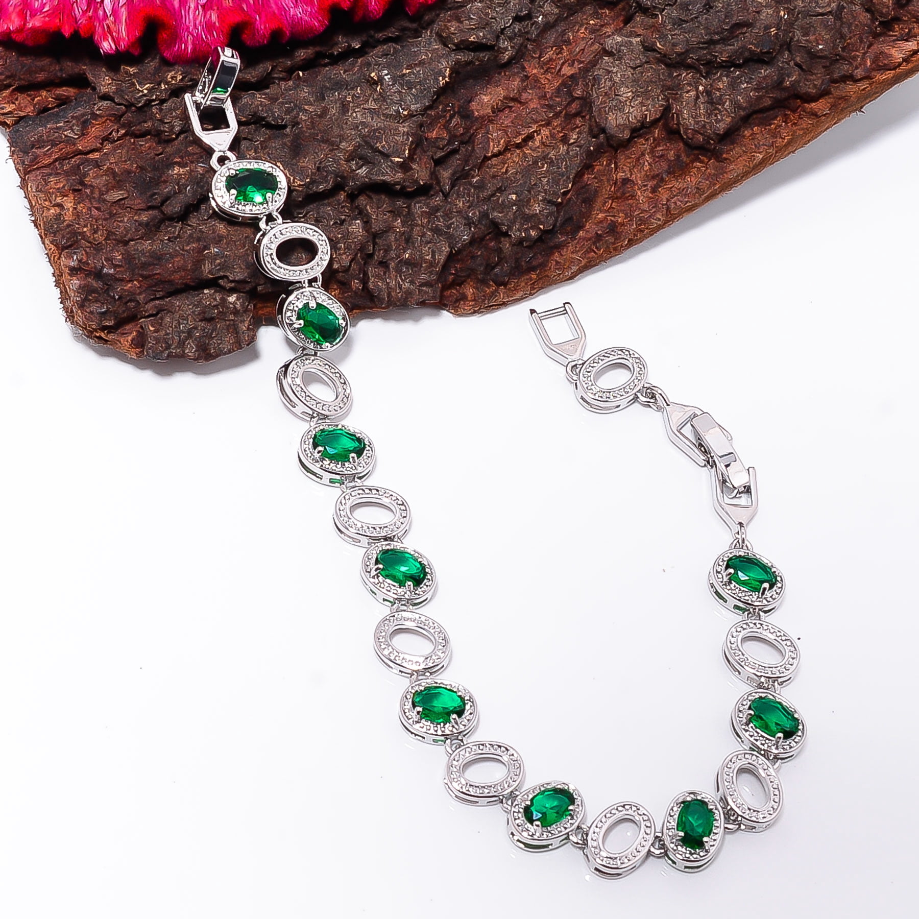 Chrome Diopside 925 Sterling Silver Adjustable Tennis Bracelet 7-8 ...