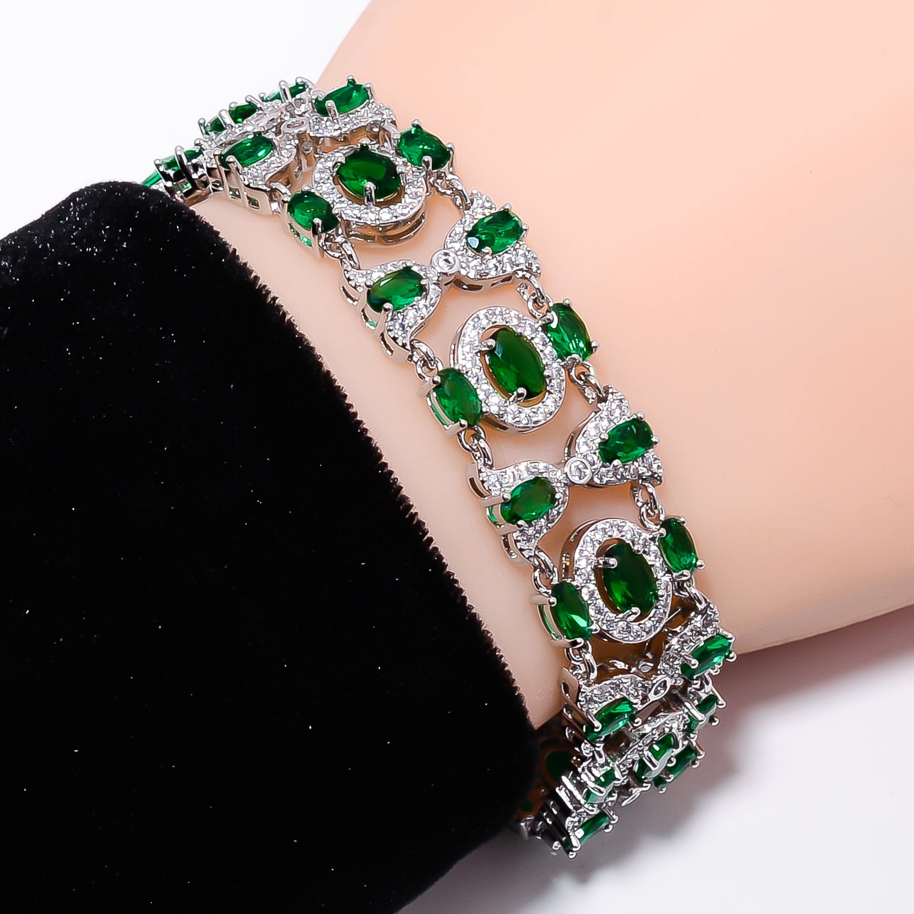 Chrome Diopside 925 Sterling Silver Adjustable Tennis Bracelet 7-8 ...