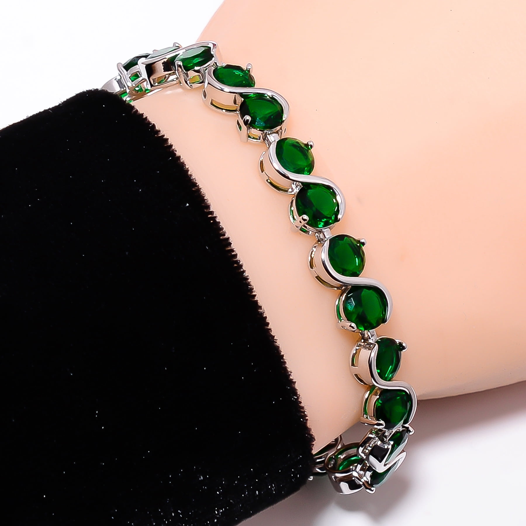Chrome Diopside 925 Sterling Silver Tennis Tennis Bracelet B129112 ...