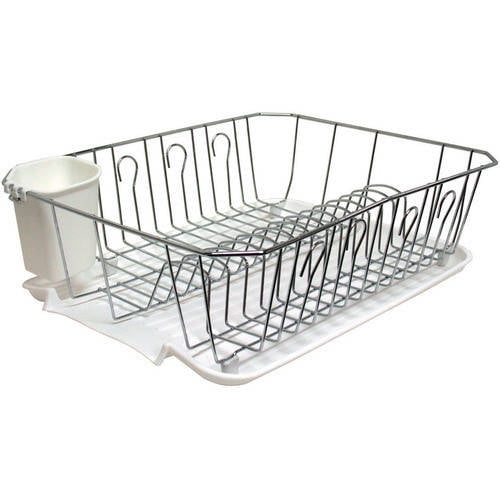 Kitchen Details Chrome 3 Piece Set Dish Rack in White - Walmart.com