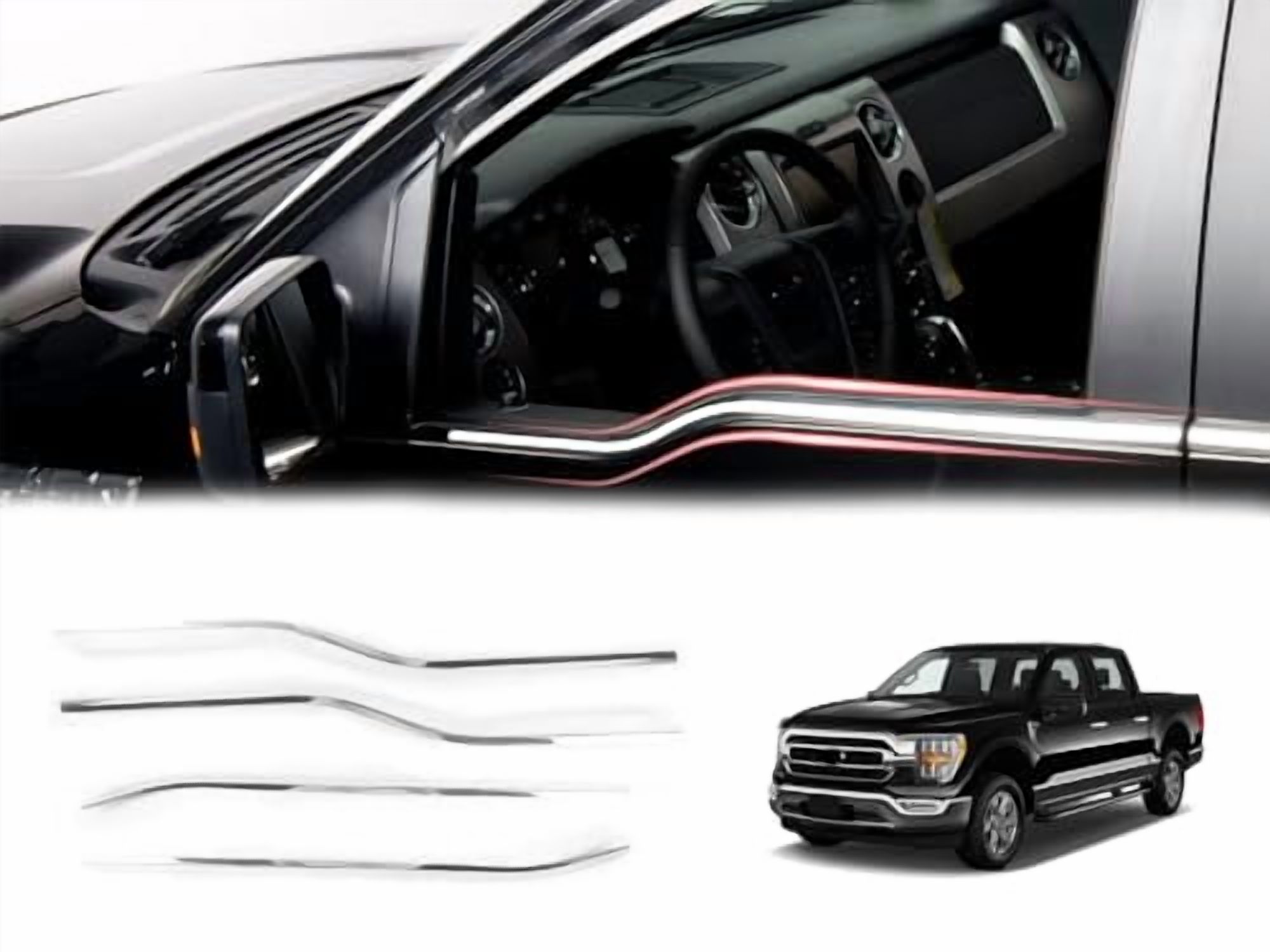 Chrome Door Window Edge Trim Guards for Ford F-150 F150 2023 2024 2025 ...