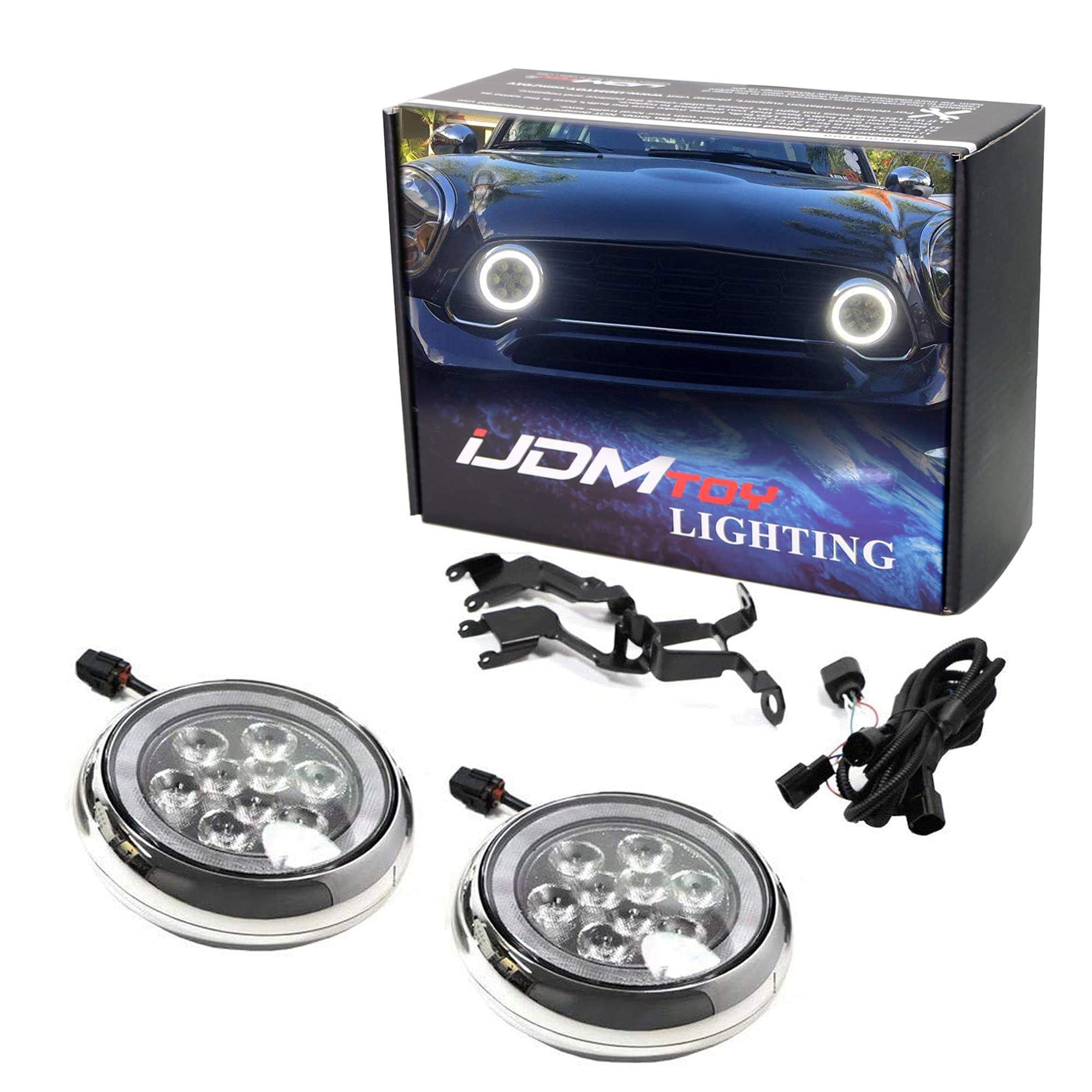 Chrome Finish LED Rally Driving Lights For Mini Cooper w/Halo Ring LED ...