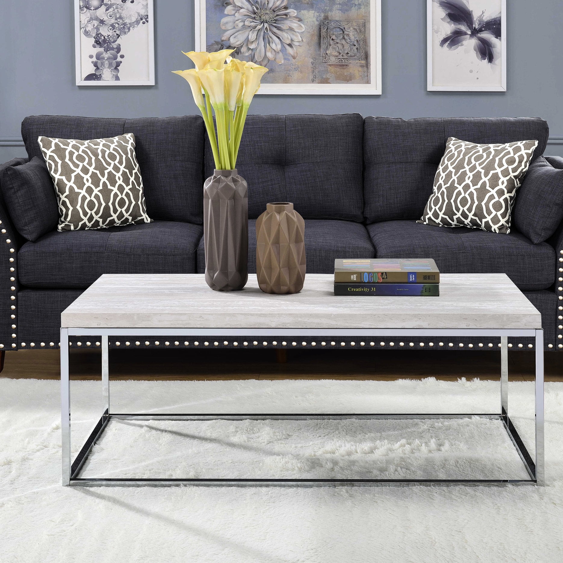 Chrome-Finished Rectangular Coffee Table | Adaptable to Room ...