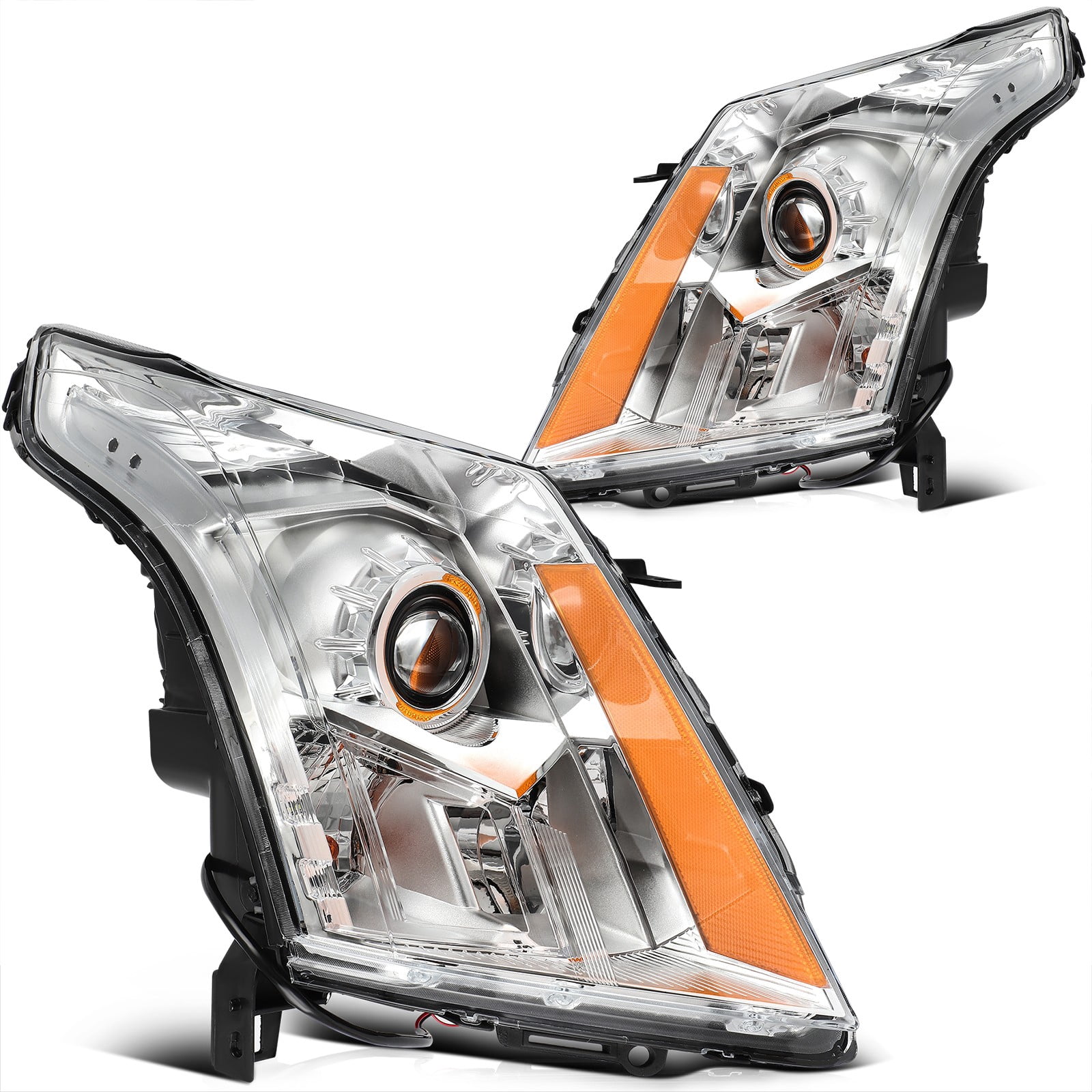Chrome For Cadillac SRX 2010-2016 Left + Right Projector Headlights ...