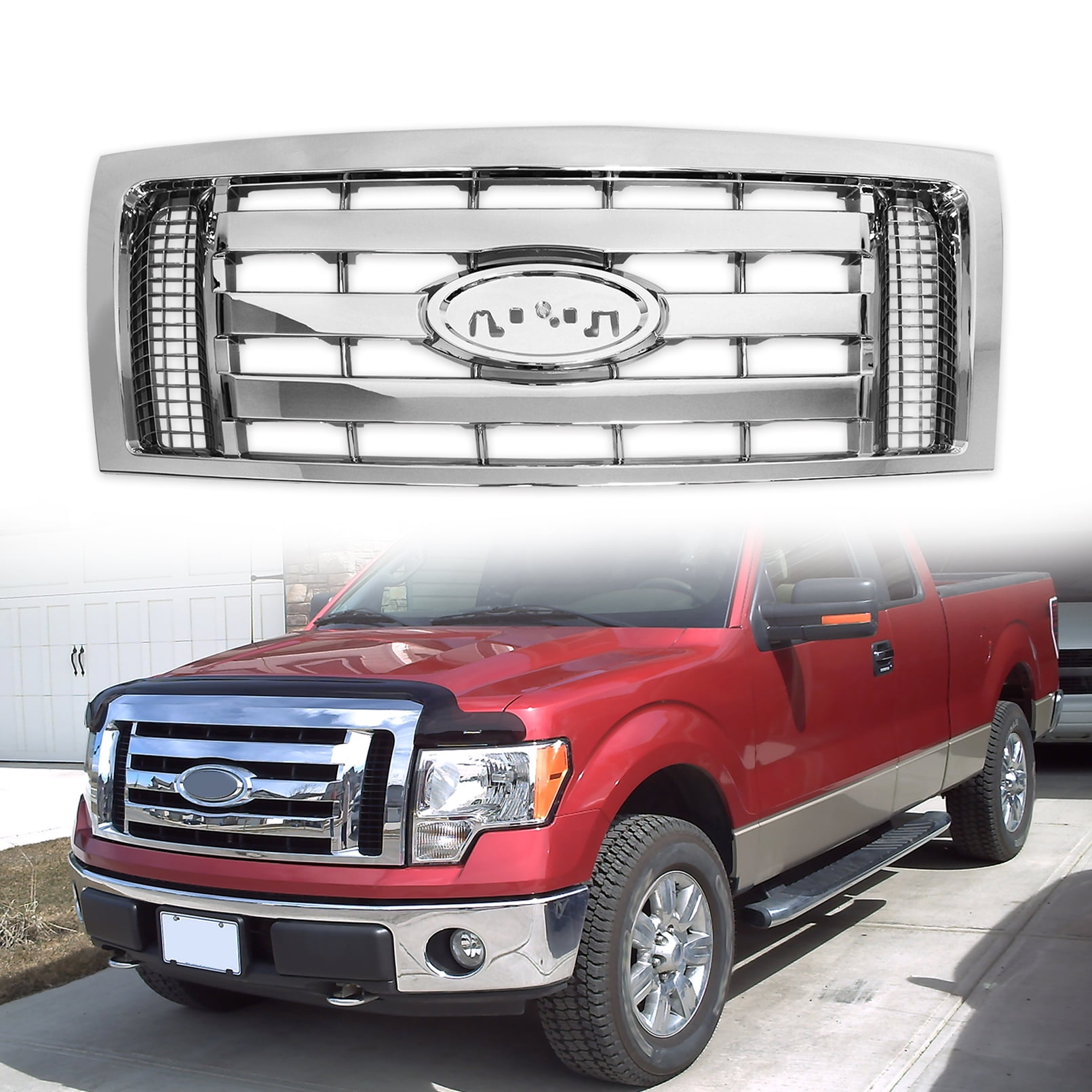 Chrome Front Bumper Grille Assembly Cover Guard Grill For 2009- 2014 ...