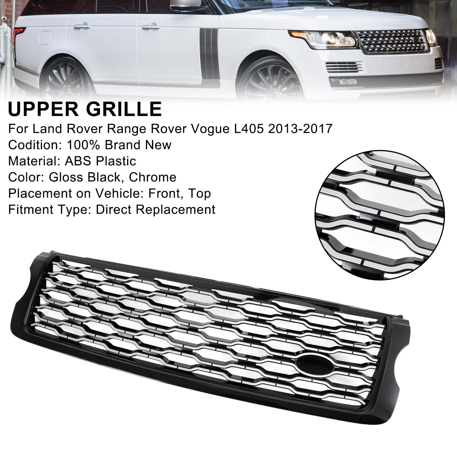 Chrome Front Bumper Upper Grille Fit for Land Rover Range Rover Vogue ...