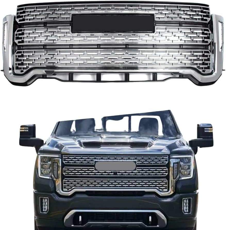 Chrome Front Grill Compatible with GMC Sierra 2500/3500HD AT4/Denali ...