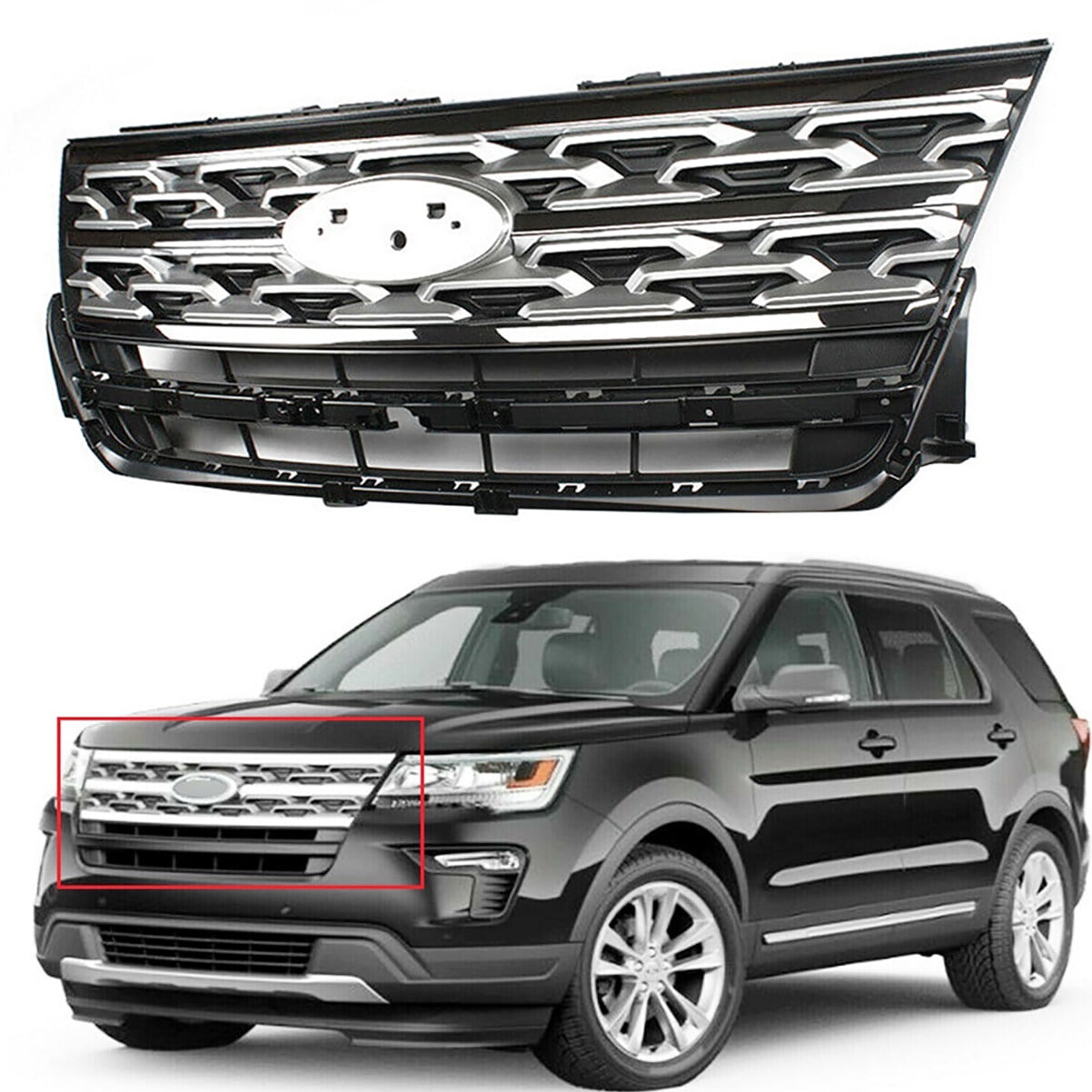 Ford Explorer 2018 2019 Front Grille Grill, Chrome, High-Quality ...