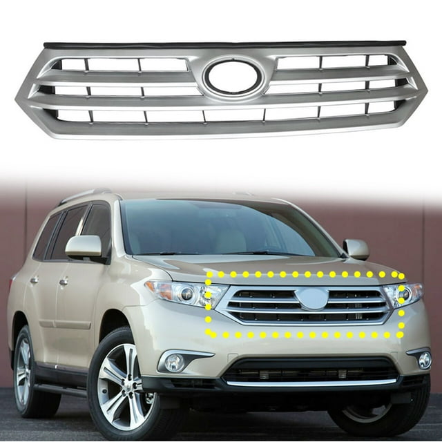 Chrome Front Grille Grill Fit for Toyota Highlander 2011-2013 - Walmart.com