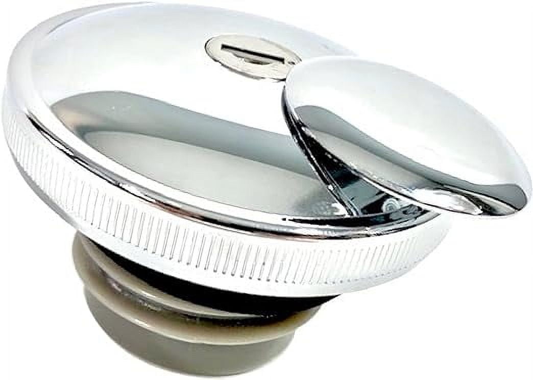 Chrome Gas Cap Locking Slide Cover lid Screw-in Ratcheting Vented Key ...